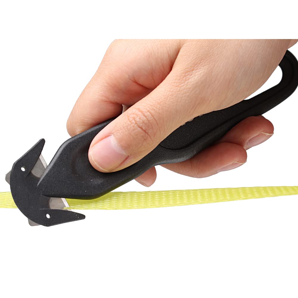 Nova Safety Cutter Tool, Safety Box Cutter Knife, Ergonomic Film Cutting Blade, Box, Strap, Carton, Package, Envelope and Letter Opener (10 Piece - Black)