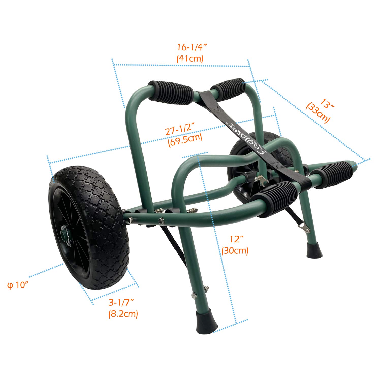 Codinter Kayak Cart, Canoe Dolly Trolley for Carrying Kayaks Boats Paddleboard Transport β Green