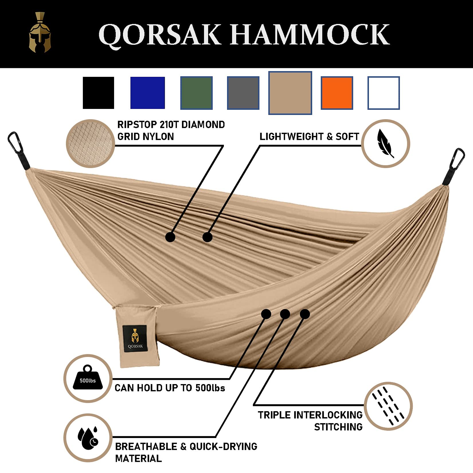 Double & Single Ripstop Hiking Hammock with Tree-Friendly Straps | Small Portable Lightweight Hammocks for Camping, Outdoor Sleeping, Hiking, Backpacking