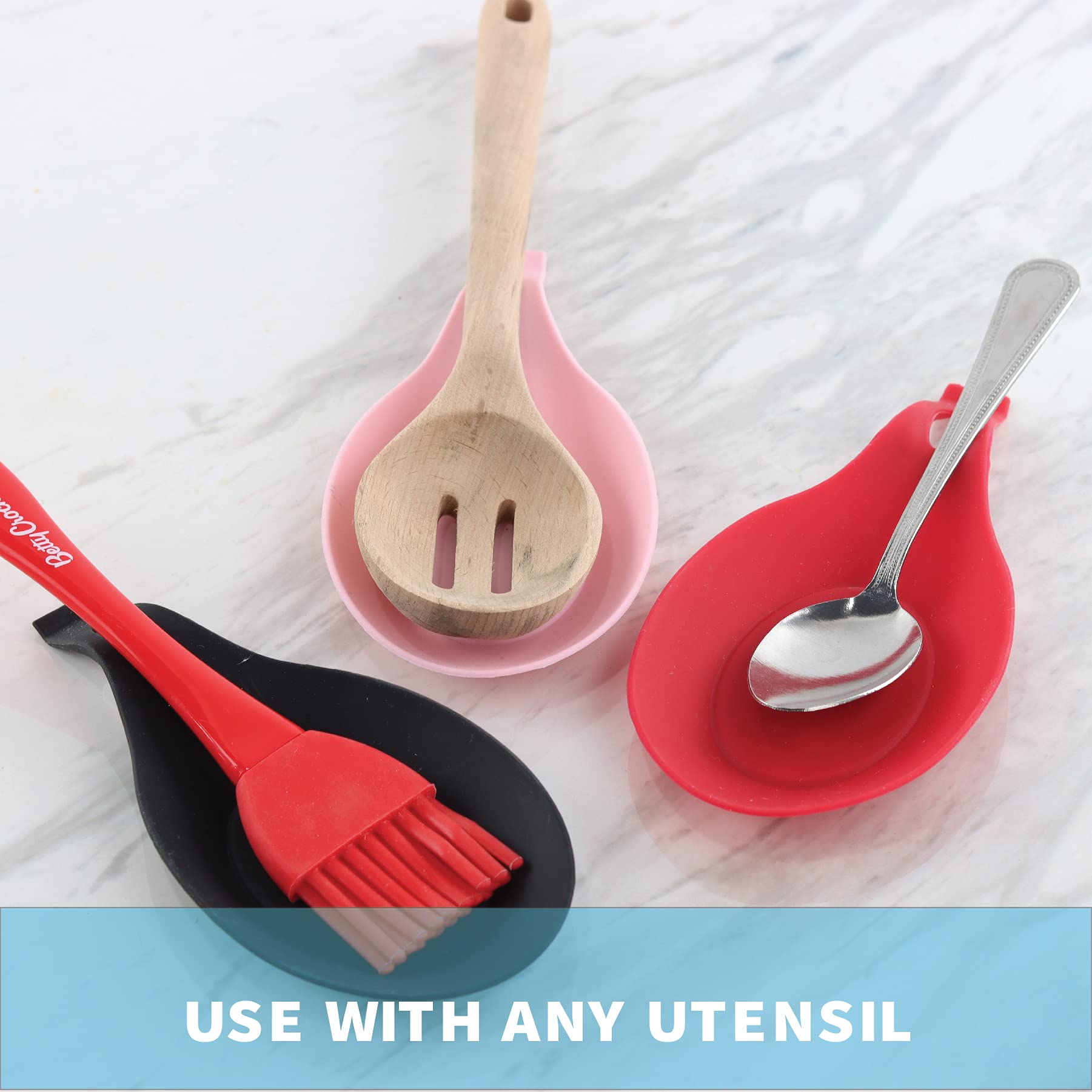 Round Silicone Spoon Rests - Set of 2 Black