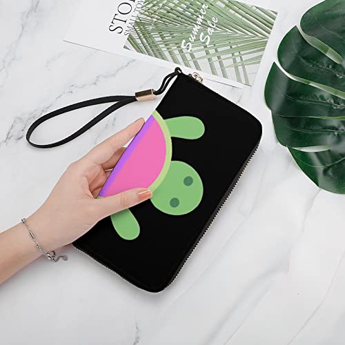 FunnyStar Bisexual Flag Turtle Women's Long RFID Hand Wallet Wristlet Clutch Purse PU Leather Handbag with Wrist Strap