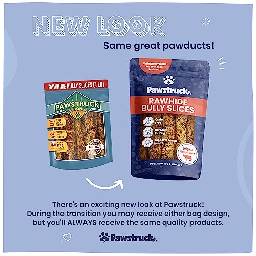 Pawstruck Bully Slices Rawhide Chews for Dog, 1 lb. Long Lasting Treats, Pet Food, Low Calorie Bully Sticks Alternative, Beef Flavor, Pizzle Coated Chew Sticks, No Artificial Ingredients, 1 Pounds