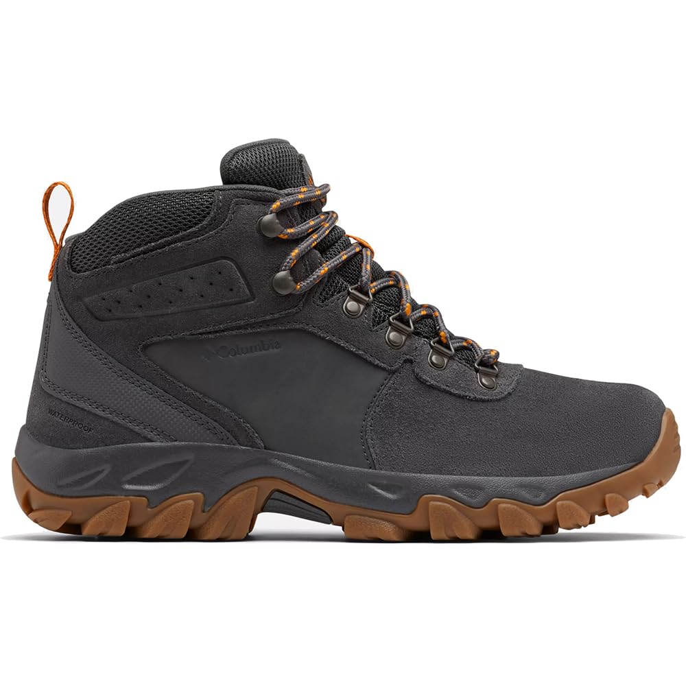 Columbia Men's Newton Ridge Plus II Suede Waterproof Hiking Shoe, Dark Grey/Gold Amber, 11