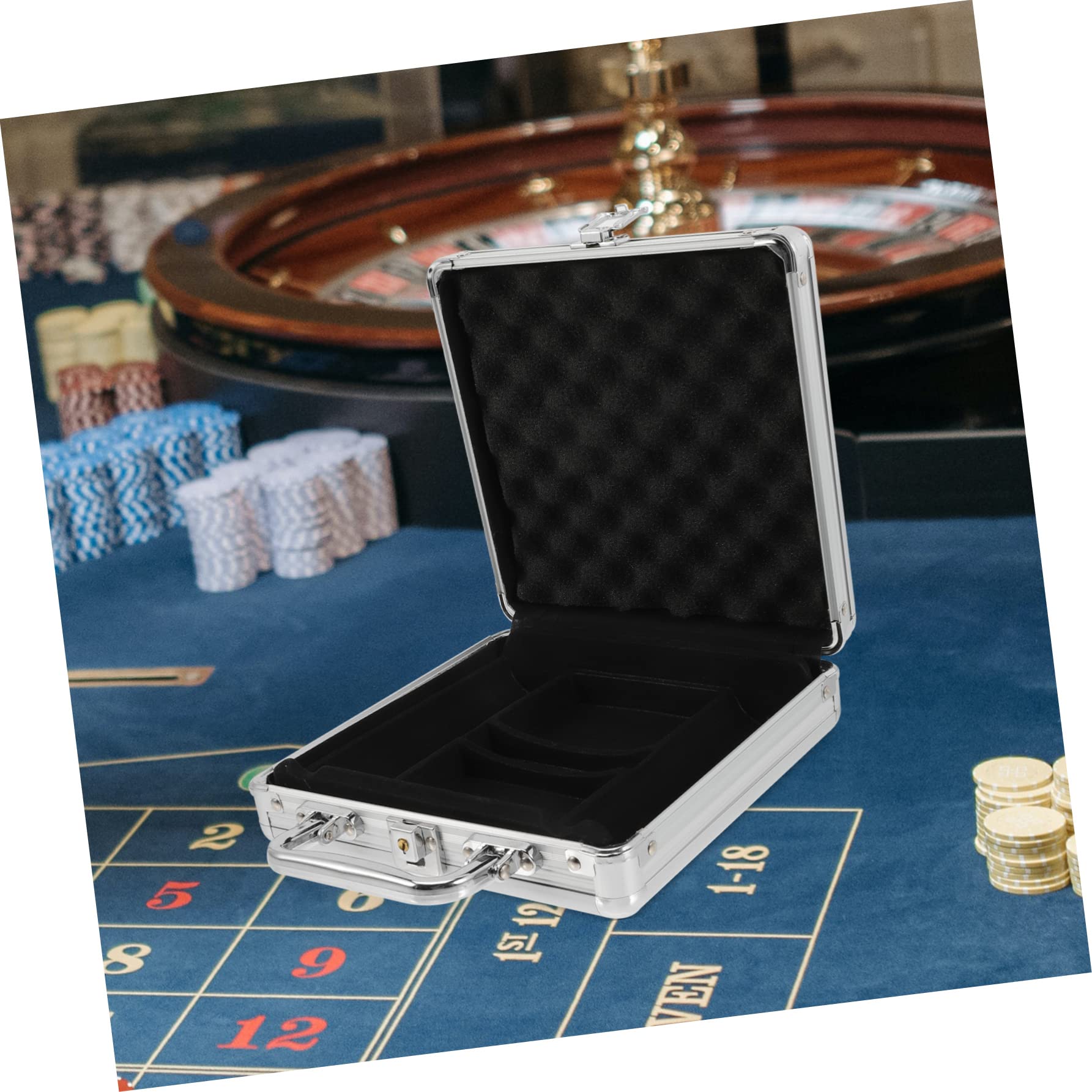 HANABASS Cases Handle Carry Carrier Alloy Professional Casino Storage Empty Aluminum for Holder Blackjack Lock Carrying Chip Case Design Holdem Supplies Texas Large Chips Cards/Capacity