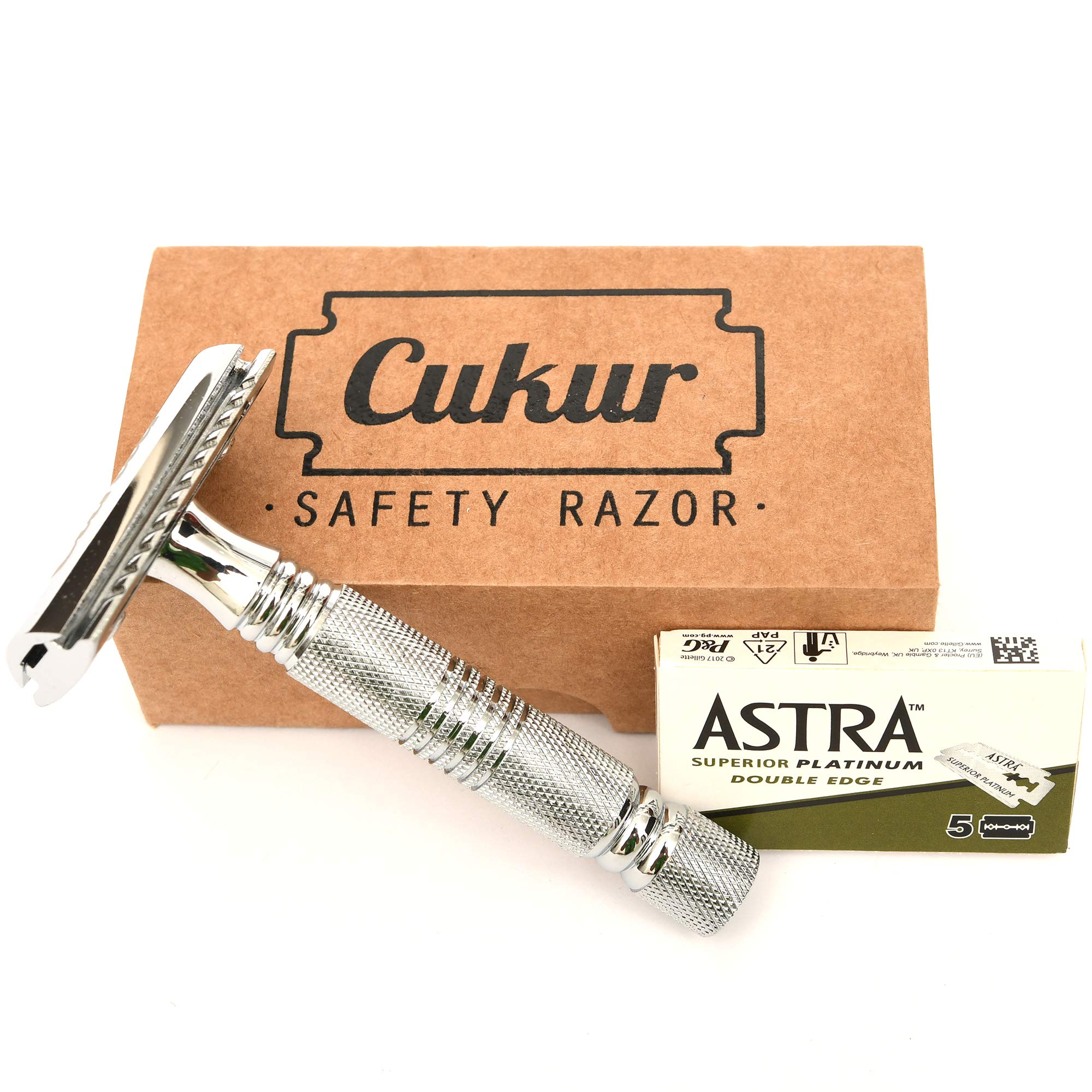 CUKUR Double Edge Safety Razor + 5 blades (Short handle)