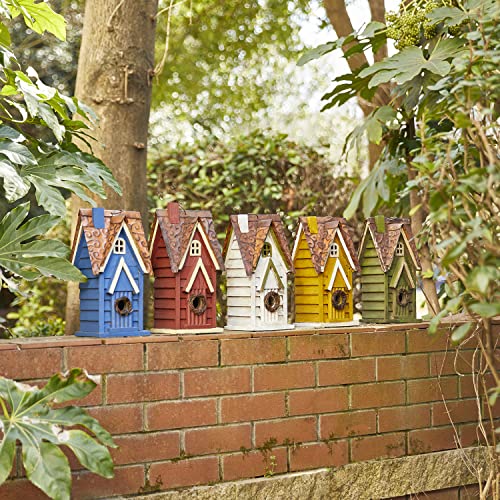 Glitzhome 12" H Green Hanging Distressed Solid Wood Garden Bird House Decoratvie Birdhouse