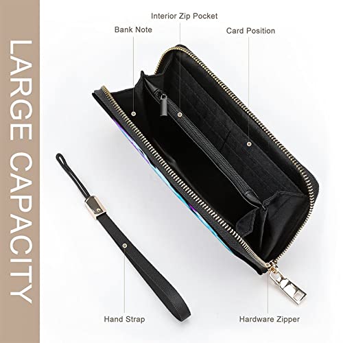 FunnyStar Wyoming Logo Women's Long RFID Hand Wallet Wristlet Clutch Purse PU Leather Handbag with Wrist Strap