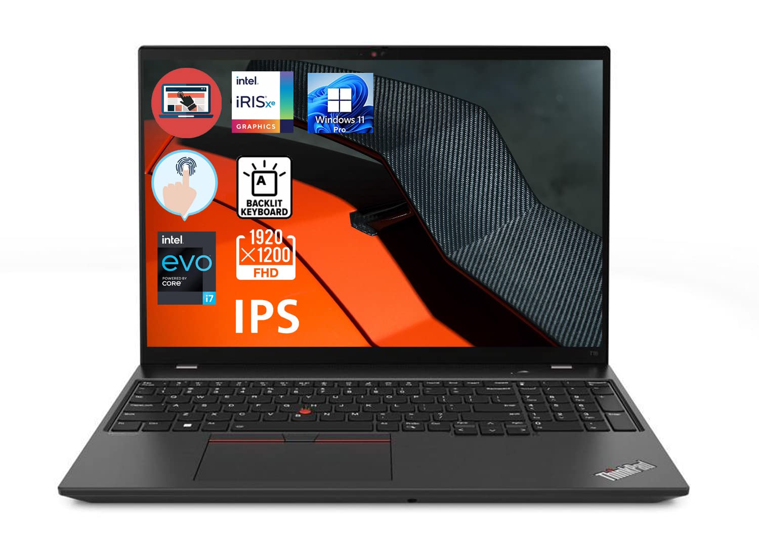Lenovo ThinkPad T16 Business Laptop, 16" WUXGA (1920x1200) IPS Touchscreen, Core i7-1270P, Windows 11 Pro, 32GB RAM, 1TB SSD, Thunderbolt 4, RJ-45, Fingerprint, Backlit Keyboard, Long Battery Life, TD