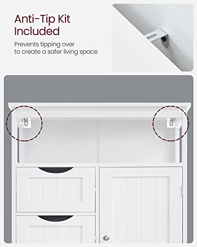 VASAGLE Bathroom Floor Storage Cabinet, Bathroom Storage Unit with 3 Drawers, Bathroom Cabinet Freestanding, Adjustable Shelf, 11.8 x 23.6 x 35.4 Inches, White UBBC542P31