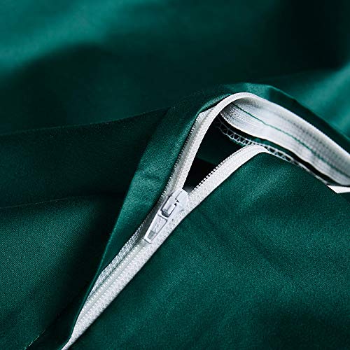 RoyalLinens 4 Piece Luxury Emerald Green Duvet Cover Set 100% Cotton 60S Sateen Bedding Sheets Percale Bedclothes with Bees Printed Bed Linen (Queen Size 4pcs)