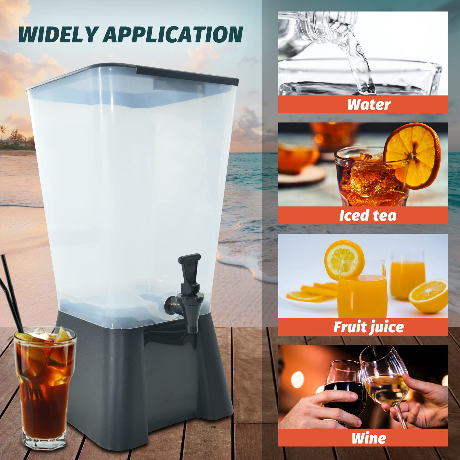 EASYROSE Beverage Dispenser 5 Gallon Drink Dispenser with Spigot, Juice Dispensers for Parties, Black Base