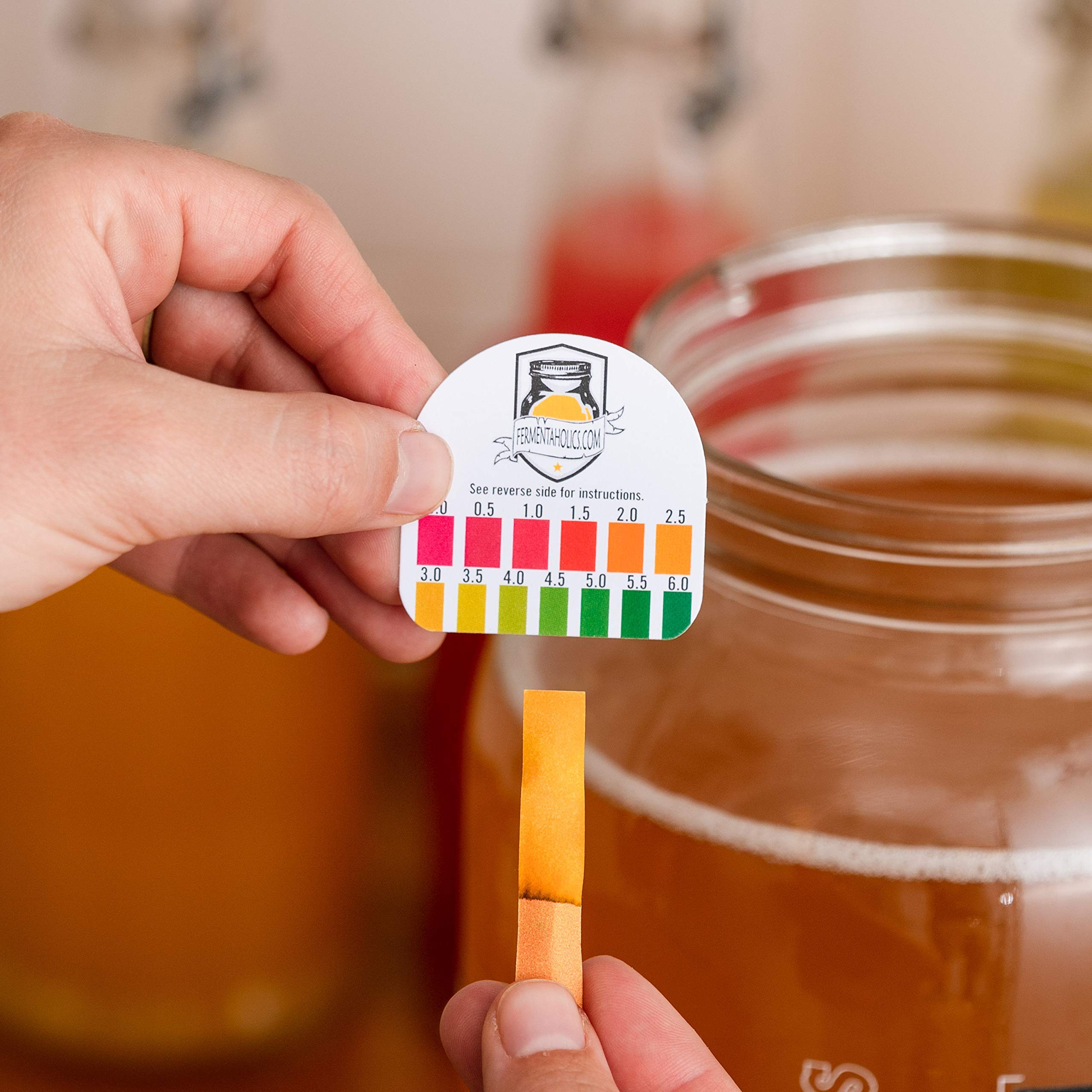 Kombucha Instant Read pH Strips Dispenser - pH Range 0-6 - 15 ft Roll | 180 1" Inch Strips | Single Roll | Food Service, Brewing and Fermentation Test Strips