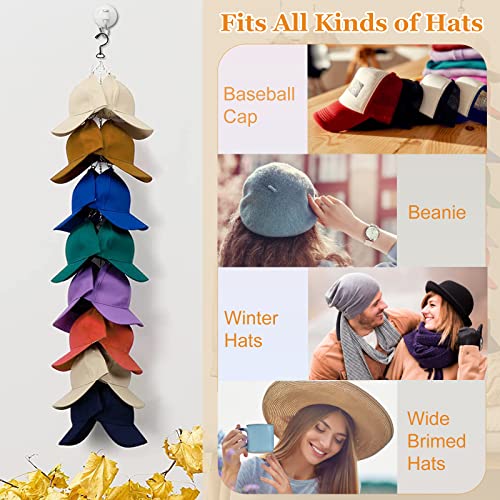 HYDERMUS Hat Rack 2 Pack for 32 Baseball Caps with Adjustable Height Hanging Baseball Hat Organizer for Closet Metal Hat Holder with 32 Clips Hat Storage Hat Hanger for Wall Door Closet 42.5 in