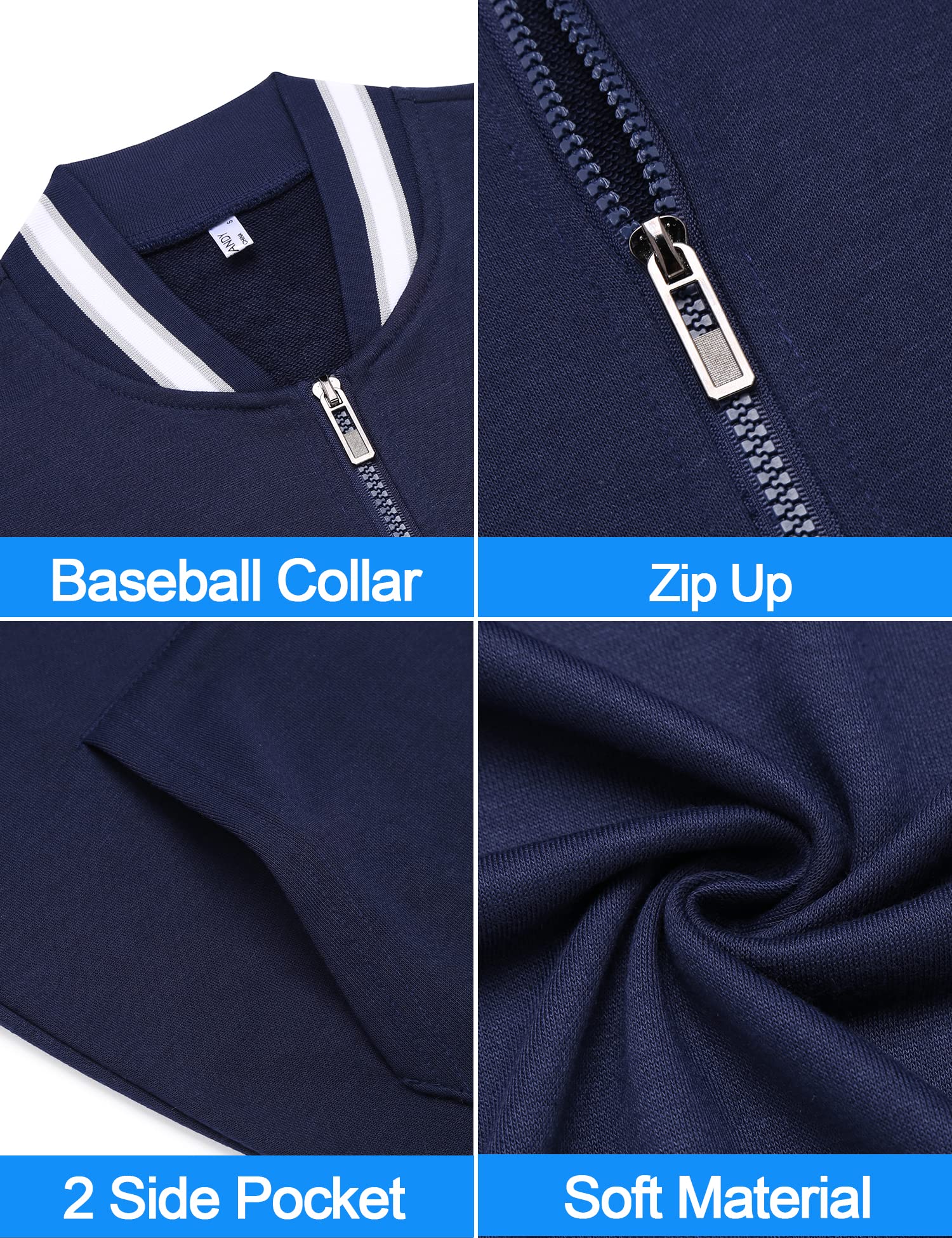 COOFANDY Tracksuit For Men Set Zip Up Jogging Suits 2 Piece Warm Casual Athletic Jogging Sweatsuits Navy Blue