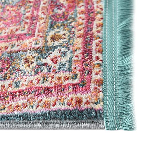Unique Loom Baracoa Collection Area Rug - Regla (2' 7" x 10' Runner, Turquoise/ Ivory)
