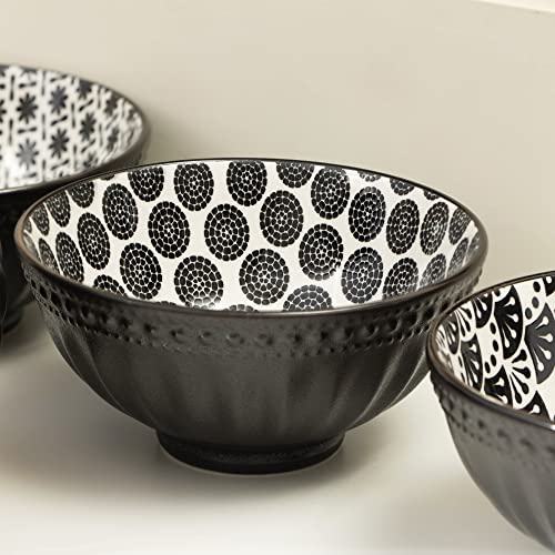 LEHAHA 10 Ounces Japanese Style Ceramic Bowl Set,Porcelain Semi-Matte Small Bowls, Set of 6 Dipping Bowls, Side Dishes For Desserts, Ice Cream, Snacks, Condiments, Souffle,Yogurt, black