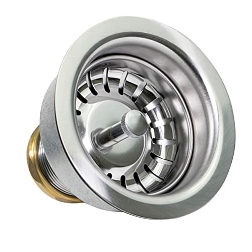 Highcraft 9754 Kitchen Sink (3-1/2 Inch) Stainless Steel Drain Assembly With Strainer Basket and Snaplock Stopper Long Extended Shank (3-3/4 Inch), 1 Count (Pack of 1)
