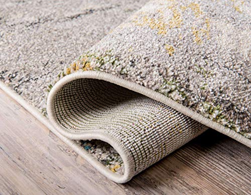 Unique Loom Chromatic Collection Modern Rustic & Vibrant Abstract Area Rug for Any Home Décor, 8 ft x 10 ft, Beige/Gray