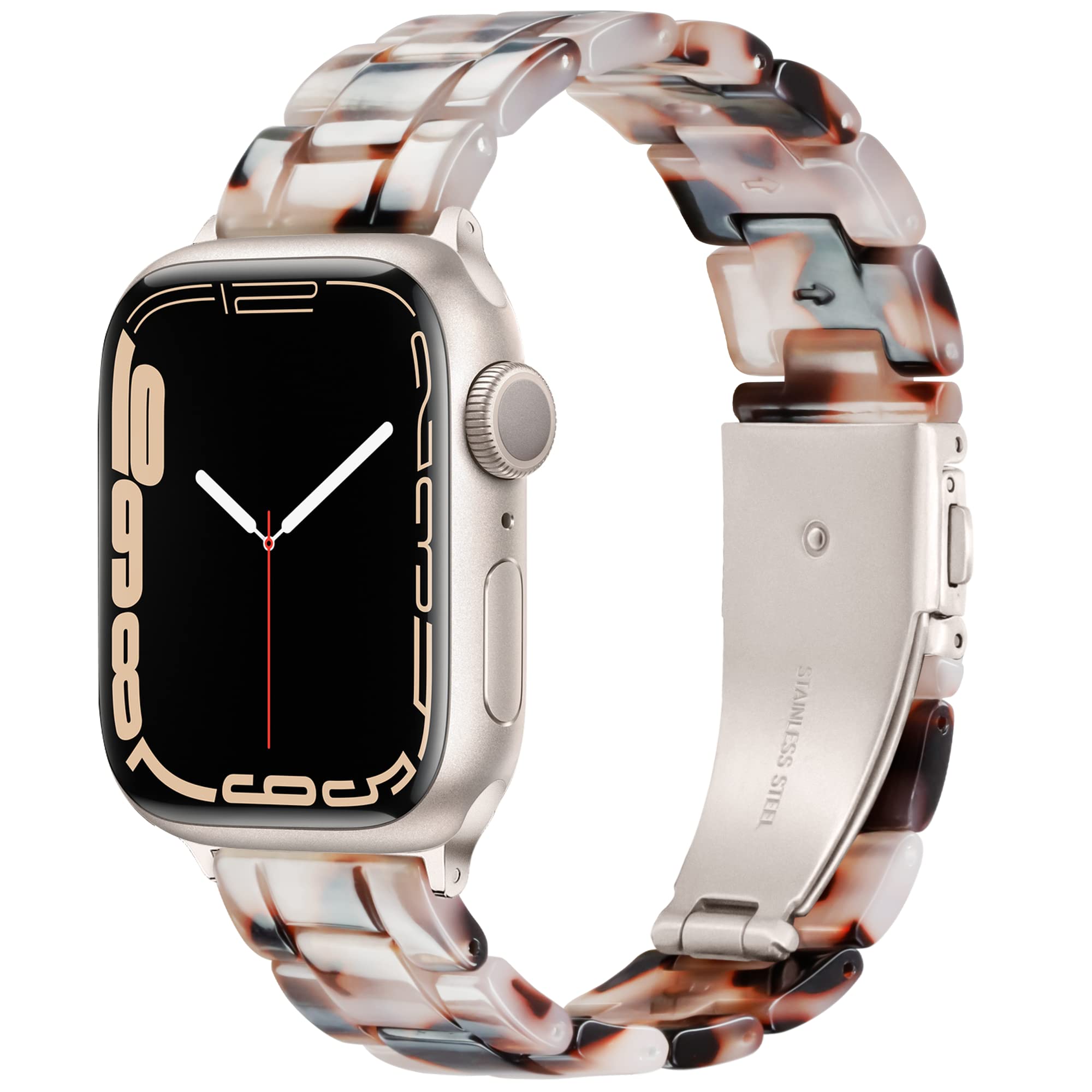 Pleixiu Compatible With Apple Watch Band 38mm 40mm 41mm (42mm-Series 10) Lightweight Resin For iwatch Ultra 2 1 Series 10 Series SE Series 9 8 7 6 5 4 3 2 1 Apple Watch Bands for Women Men-Tortoise Flower for Starlight