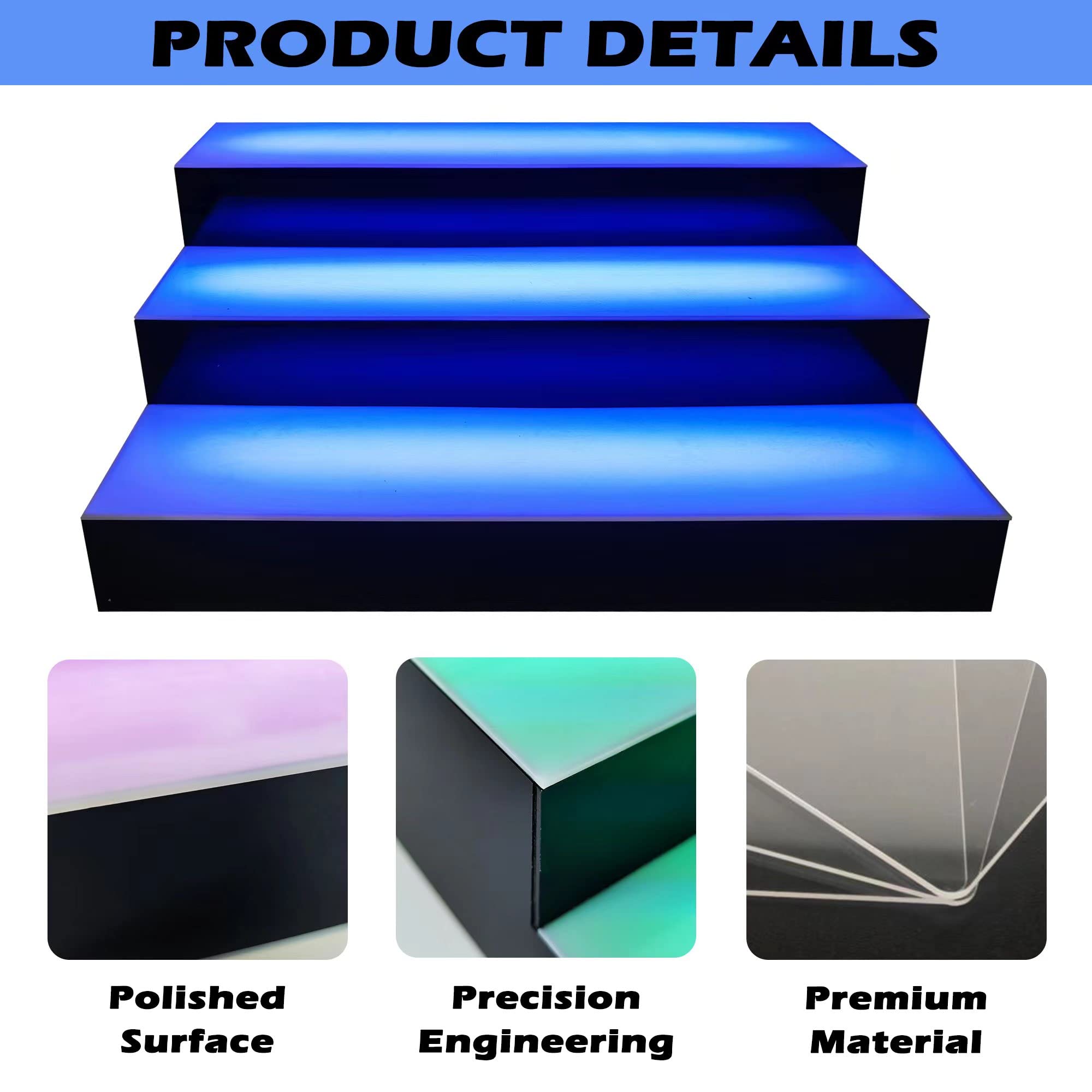 Royxen LED Lighted Liquor Bottle Shelf 3 Tier, 16 Inch Bar Shelf with Remote, Bottle Stand Multi-Color Lighting Modes for Bars