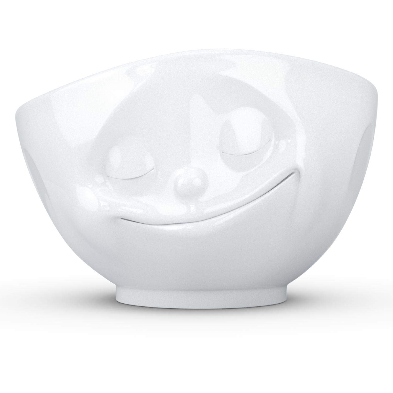 FIFTYEIGHT PRODUCTS TASSEN XL Porcelain Bowl, Happy Face Edition, 33 oz. White (Single Bowl), Extra Large Bowl