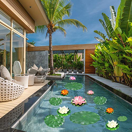 ZAUGONTW 12 Pieces Realistic Lily Pads Leaves, Artificial Floating Foam Lotus Leaves, Water Lily Pads Artificial Foliage Pond Decor for Pond Pool Aquarium Decoration