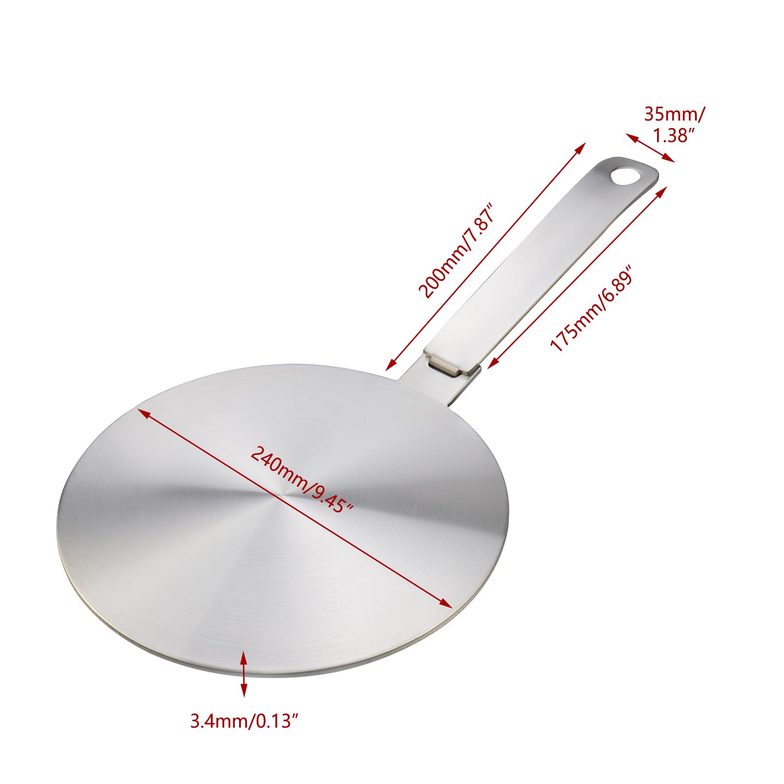 KUMGROT Stainless Steel Induction Cooktop Adapter Plate Heat Diffuser for Glass Cooktop Plate Foldable Handle Heat Diffuser Induction Converter Disk for Gas Stove Glass Cooktop Converter, 9.45in