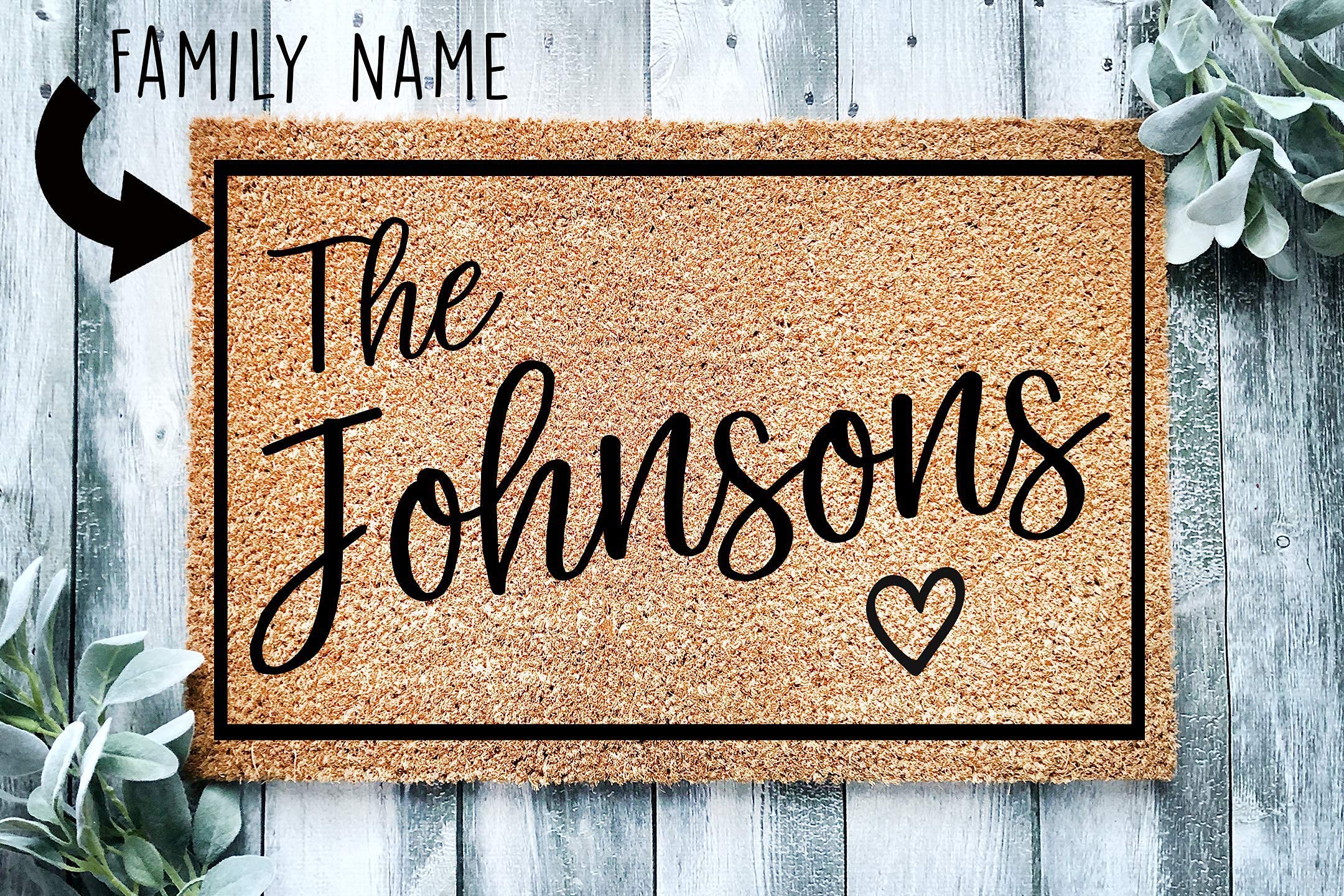 Heartful Custom Doormat Family Name - Premium Quality, Thick & Made in the USA