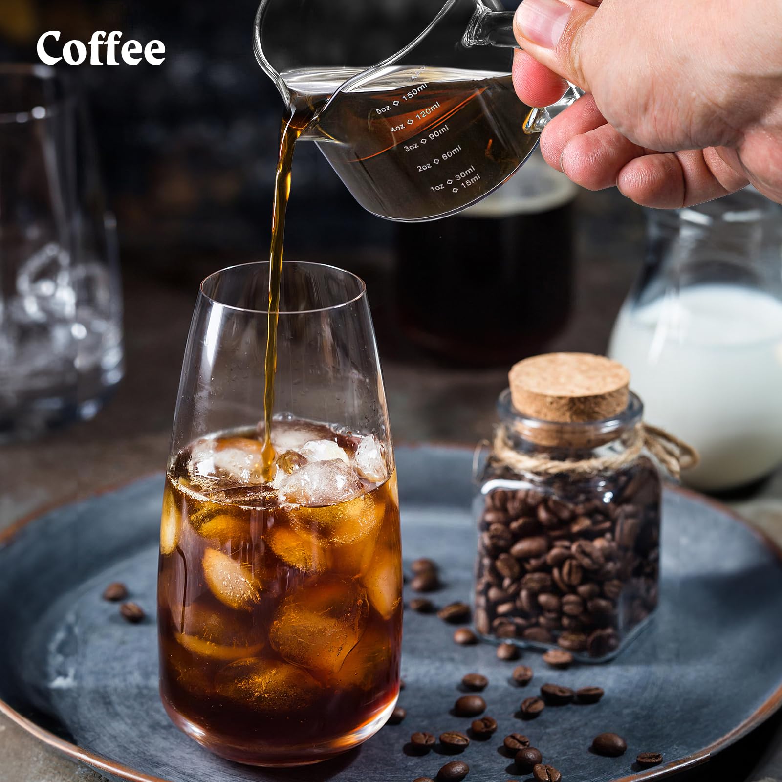 HOLIDYOYO Small Glass Pitcher Creamer Pitcher Tea Pitcher Coffee Milk Creamer Pitcher Milk Frothing Pitcher Sauce Pitcher Creamer Jug Serving Pitcher for Tea Maple Syrup 150ml