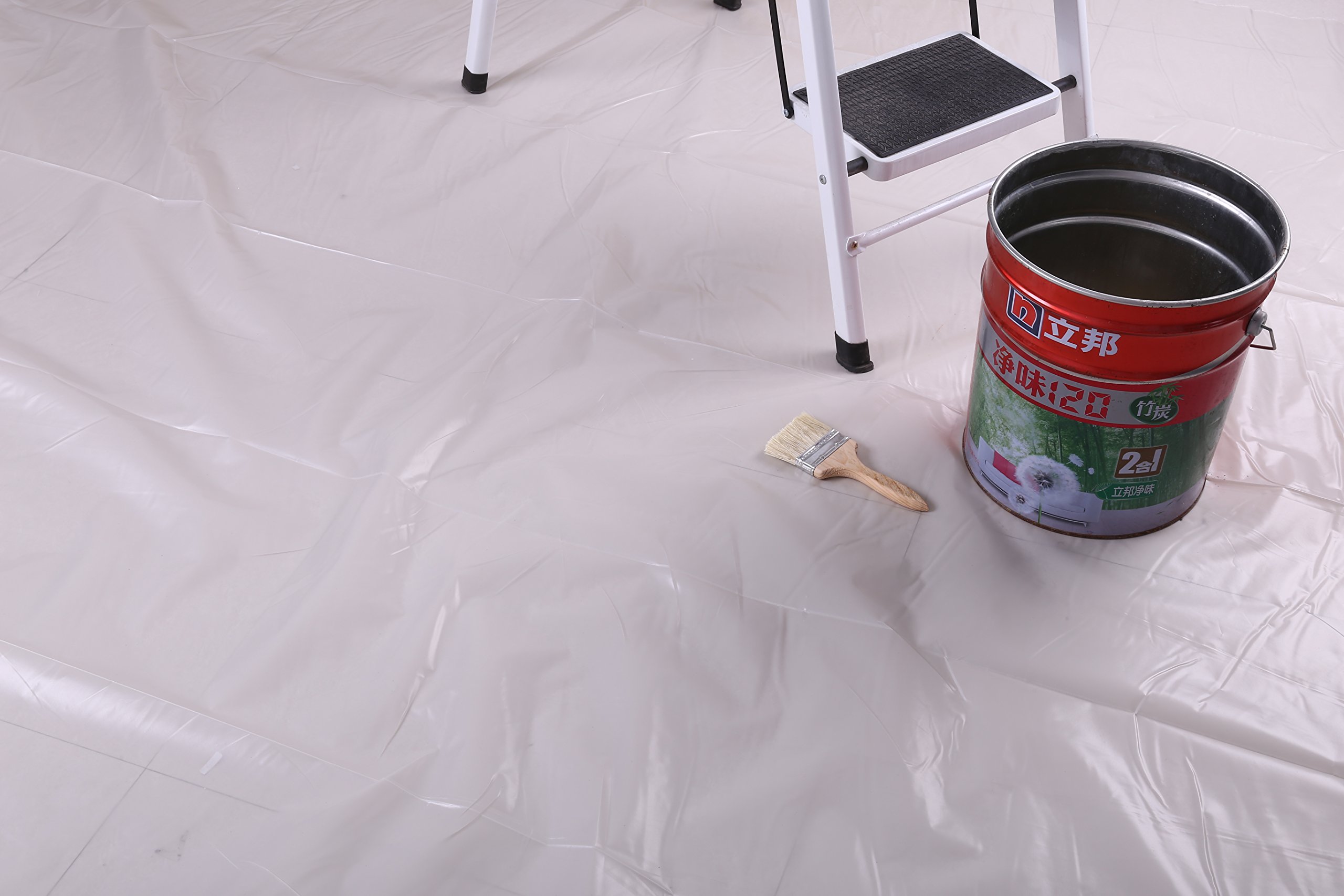 Painters Plastic Drop Cloth (12 Pack), 9x12 Feet, Plastic Tarp Dust Cover, Plastic Covers for Furniture, Plastic Drop Cloth for Painting, Painting Tarp
