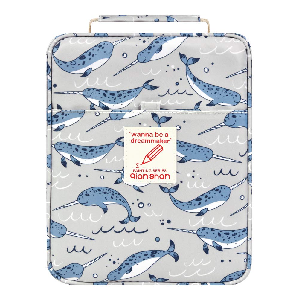 Pencil Case Holder Slot - Holds 202 Colored Pencils or 136 Gel Pens with Zipper Closure - Large Capacity Polyester Pen Organizer for Watercolor Pens or Markers - Perfect for Artist Narwhal