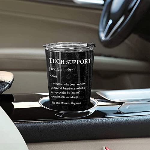 HZIZI 20oz Tech Support Tumbler With Lid Funny Tech Support Checklist IT Helpdesk Hotline Information Technology - Tech Support Gifts for Men Technical Support Computer Engineer Funny Coffee Mug