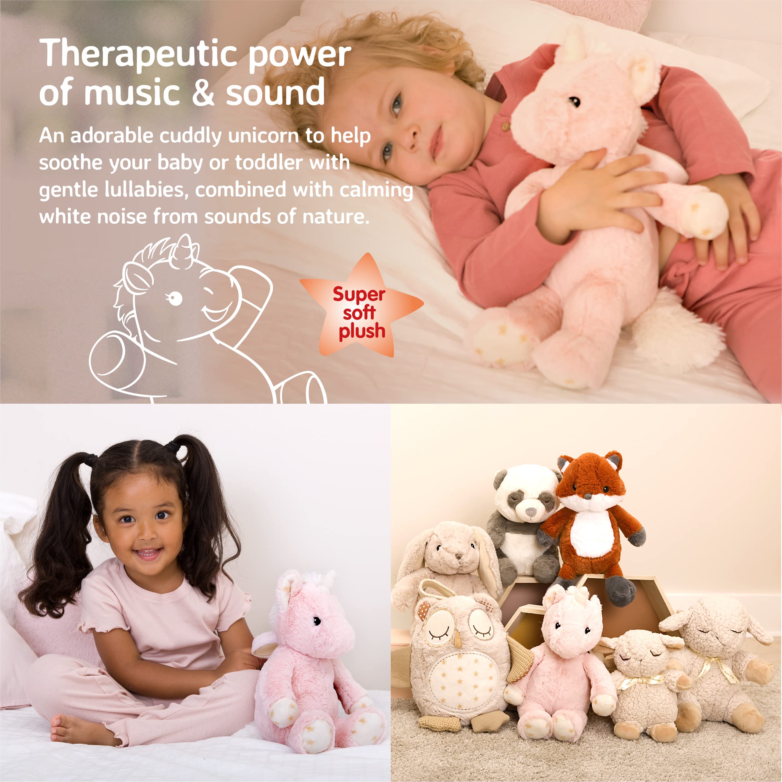 Cloud b Sound Machine with White Noise Soothing Sounds | Cuddly Stuffed Animal | Adjustable Settings and Auto-Shutoff | Ella The Unicorn™