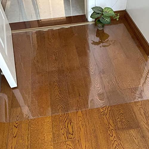 Clear PVC Desk Chair Mat Transparent Plastic Runner Rug, Office Chair Mat for Hard Wood Floors Clear Rectangle PVC Floor Mat Protector Thick 1mm,60/70/80/90/100cm wide,Non Slip Transparent Protector C