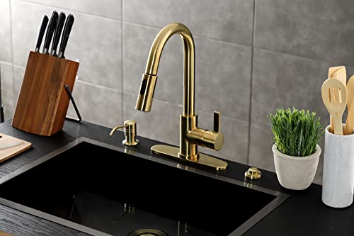 Kingston Brass LS8783CTL Continental Pull-Down Sprayer Kitchen Faucet, Brushed Brass