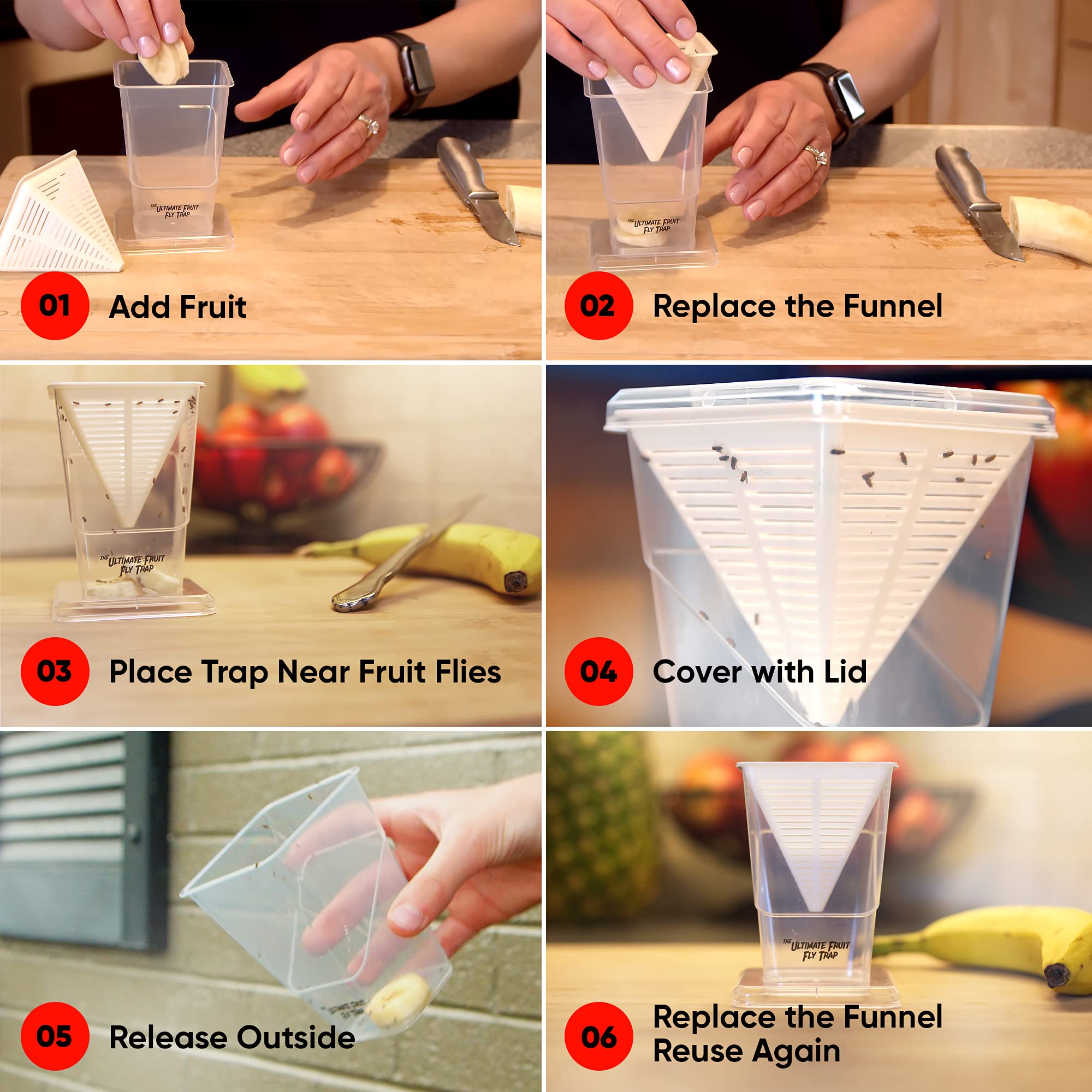 The Ultimate Fruit Fly Trap (Pack of 2) - Indoor Kitchen Non-Toxic Reusable Traps Catches or Kills Fruit Flies with Natural Bait or Lure