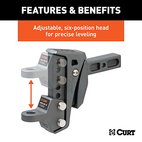 CURT 45949 Rebellion XD Adjustable Cushion Hitch Ball Mount 2-Inch Receiver, 15,000 lbs., 6-Inch Drop