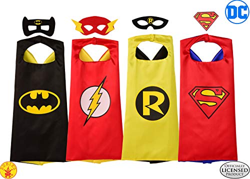 Rubies Super Hero Cape Set AMAZON EXCLUSIVE Officially licensed DC Comics Assortment 4 Capes, 3 Masks, and 1 Chest Piece, One Size