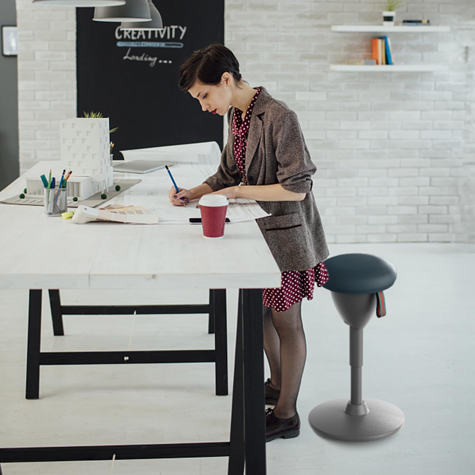 Wobble Stool Standing Desk Stool, Adjustable Height Active Standing Desk Chair for Office Desks and Classrooms, 360° Balance Stool with Rocking Motion, Non-Slip Base, Portable Stools & Easy Assembled