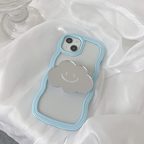 ONLYOU GRIPTOK Phone Grip Korean Grip Tok Simple Cloud Cloud Design Fluffy Mirror Cute Phone Stand Drop Prevention Custom Pair Women's Silver