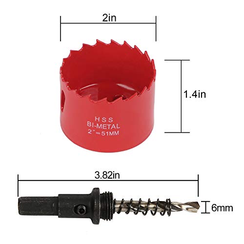 KINJOEK 2 Inch 51 MM Hole Saw Heavy Duty Steel Cornhole Boards Hole Saw Blade Corn Hole Drilling Tool Drill Bit Saw for Cornhole Game, Red