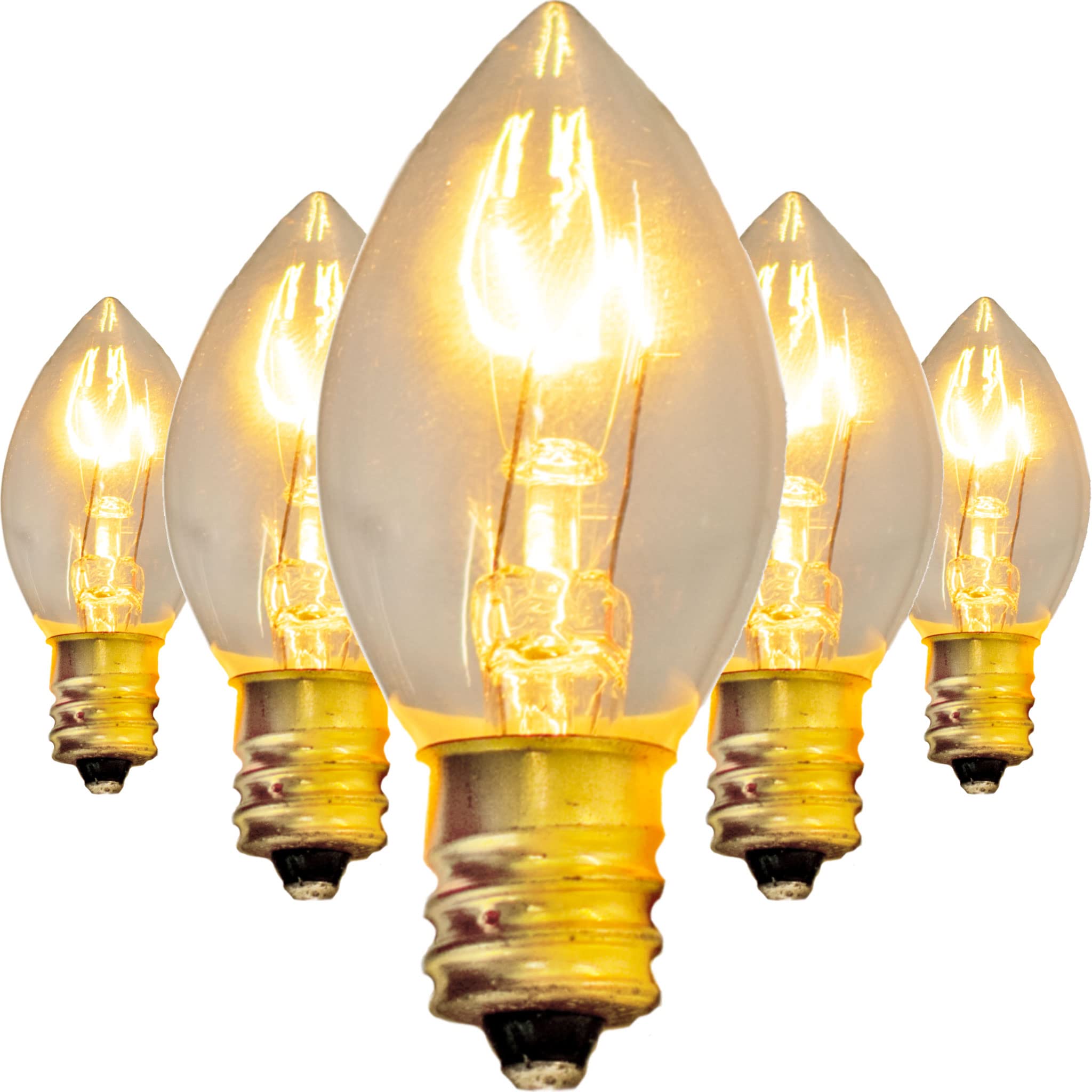 EST. LEE DISPLAY L D 1902 Indoor & Outdoor String Light C9 Glass Christmas Steady Transparent Replacement Bulbs E17 Socket C-9 Candelabra Style Box of 25 (Solid Red, White, Blue)