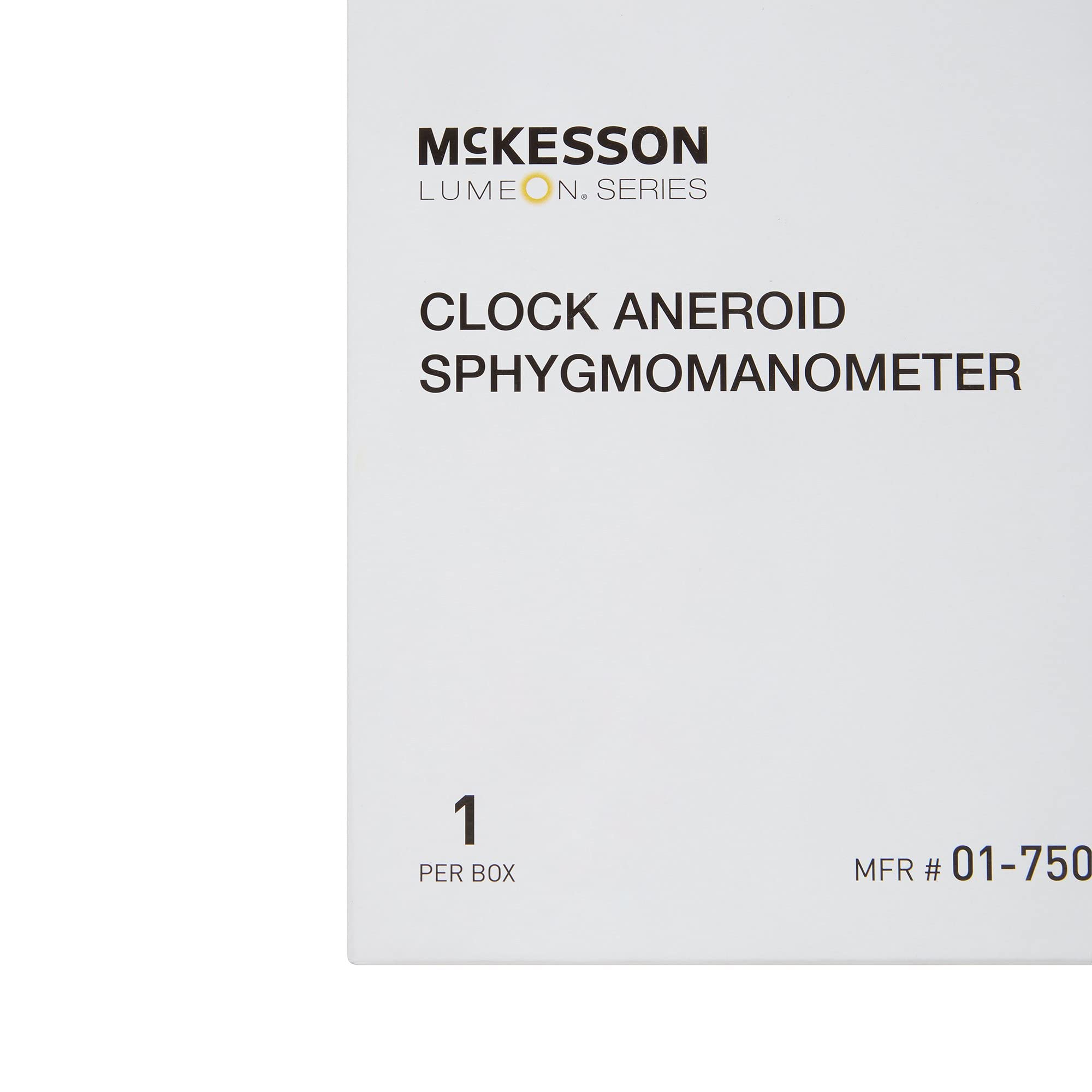 McKesson LUMEON Clock Aneroid Sphygmomanometer, Blood Pressure with Cuff, Wall Mounted, Black, Adult Medium, 1 Count