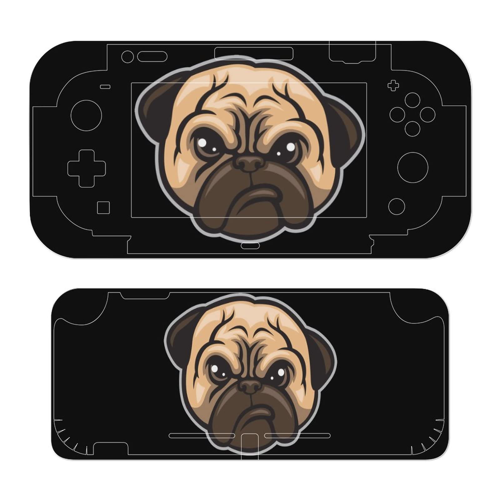 FunnyStar Pug Dog Head Stickers Decals Cover Fashion Game Skin Sticker Skin Protector Full Set Compatible with for Switch Lite