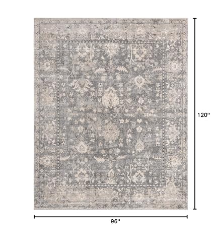Rugs.com Oregon Collection Rug – 8' x 10' Gray Low-Pile Rug Perfect for Living Rooms, Large Dining Rooms, Open Floorplans