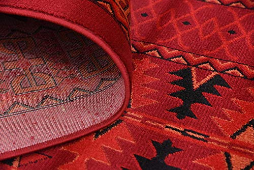 Unique Loom Tekke Collection Over-Dyed Saturated Traditional Torkaman Area Rug, 9 x 12 ft, Red/Black