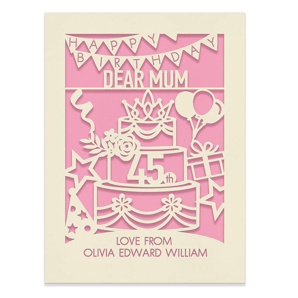 Personalized Birthday Card for Her Custom Happy Birthday Gift for Mum Dad Boys Women Granddaughter Keepsake Card for Daughter Girls at 1st 3rd 7th 13th 17th 21st 30th 50th 70th with Envelope (Pink)