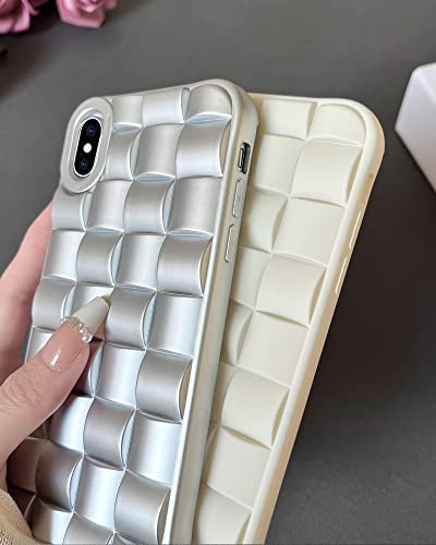 Ginkgonut Compatible with iPhone X/XS Case for Women/Girls, Cute 3D Laid Desgin Soft Silicone Shockproof Raised Bumper Corners Case for iPhone X/XS(Silver)