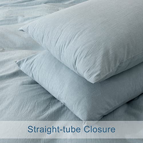 Ventidora 3 Piece Duvet Cover Set King Size,100% Organic Washed Cotton with Linen Feel Like Textured, Luxury Soft and Breatheable Bedding Set with Zipper Closure(1 Duvet Cover + 2 Pillowcases)