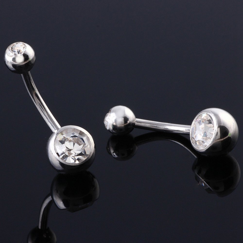 Coolrunner 14G Belly Button Ring Body Jewelry Piercing 10 Pack, Silver Belly Button Ring, Stainless Steel Belly Button Ring for Women
